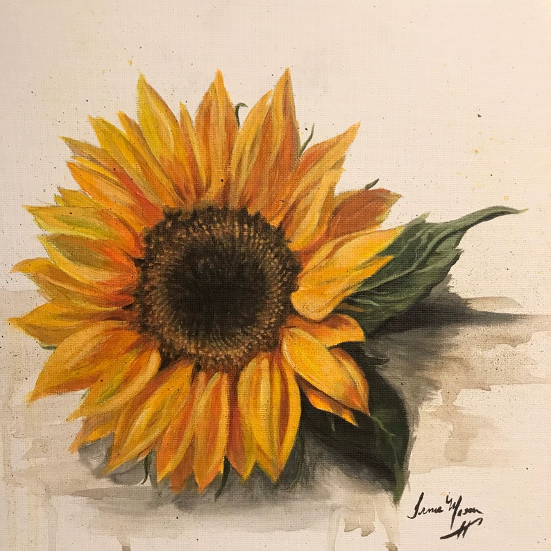 Sunflower ORIGINAL 12 X 12 Canvas Acrylic Painting. Beautiful Acrylic ...
