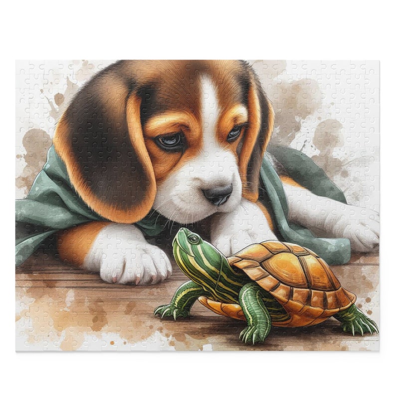Beagle Pup With Turtle 500-piece Jigsaw Puzzle. Gift for Birthday ...