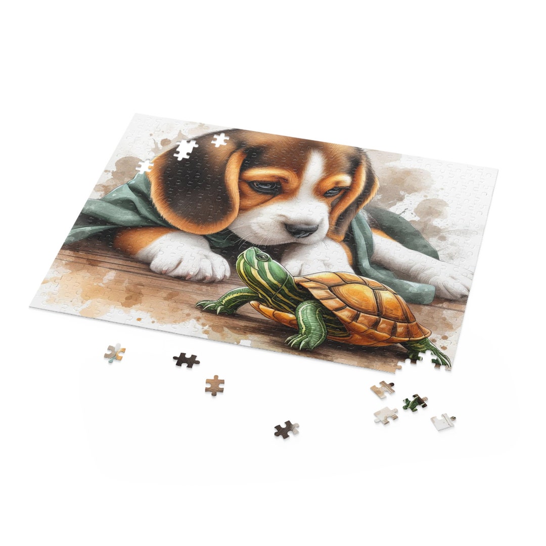 Beagle Pup With Turtle 500-piece Jigsaw Puzzle. Gift for Birthday ...