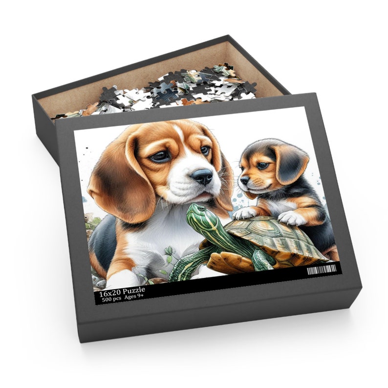 Beagle and Her Pup With Turtle 500-piece Jigsaw Puzzle 500 Pieces 16 X ...