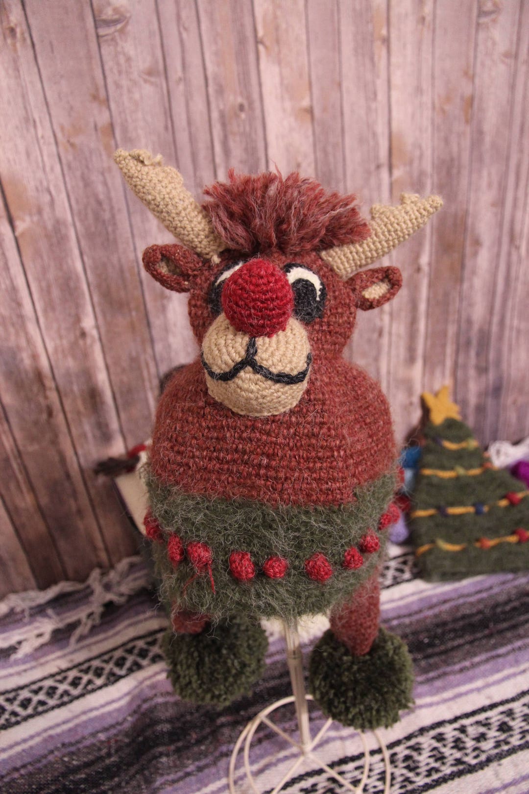 Knitted Christmas Hat, Rudolph Reindeer Hat, Hand Knitted With Ear ...