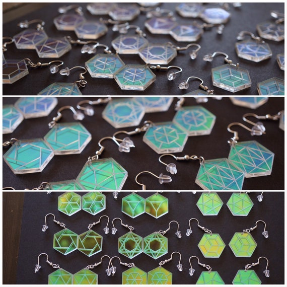 Color Changing Clear Hexigonal Gem Shaped Earrings | Etsy