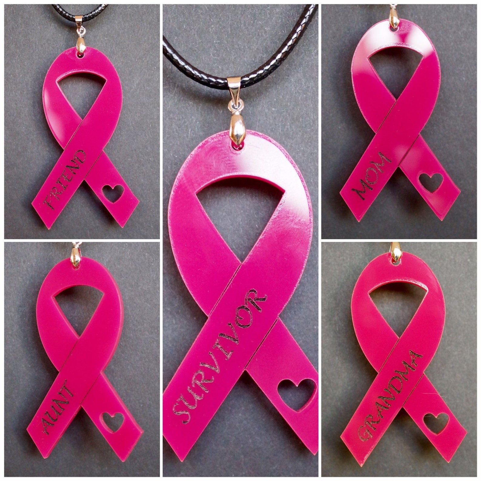 Breast Cancer Awareness Ribbon Necklaces and Earrings - Etsy