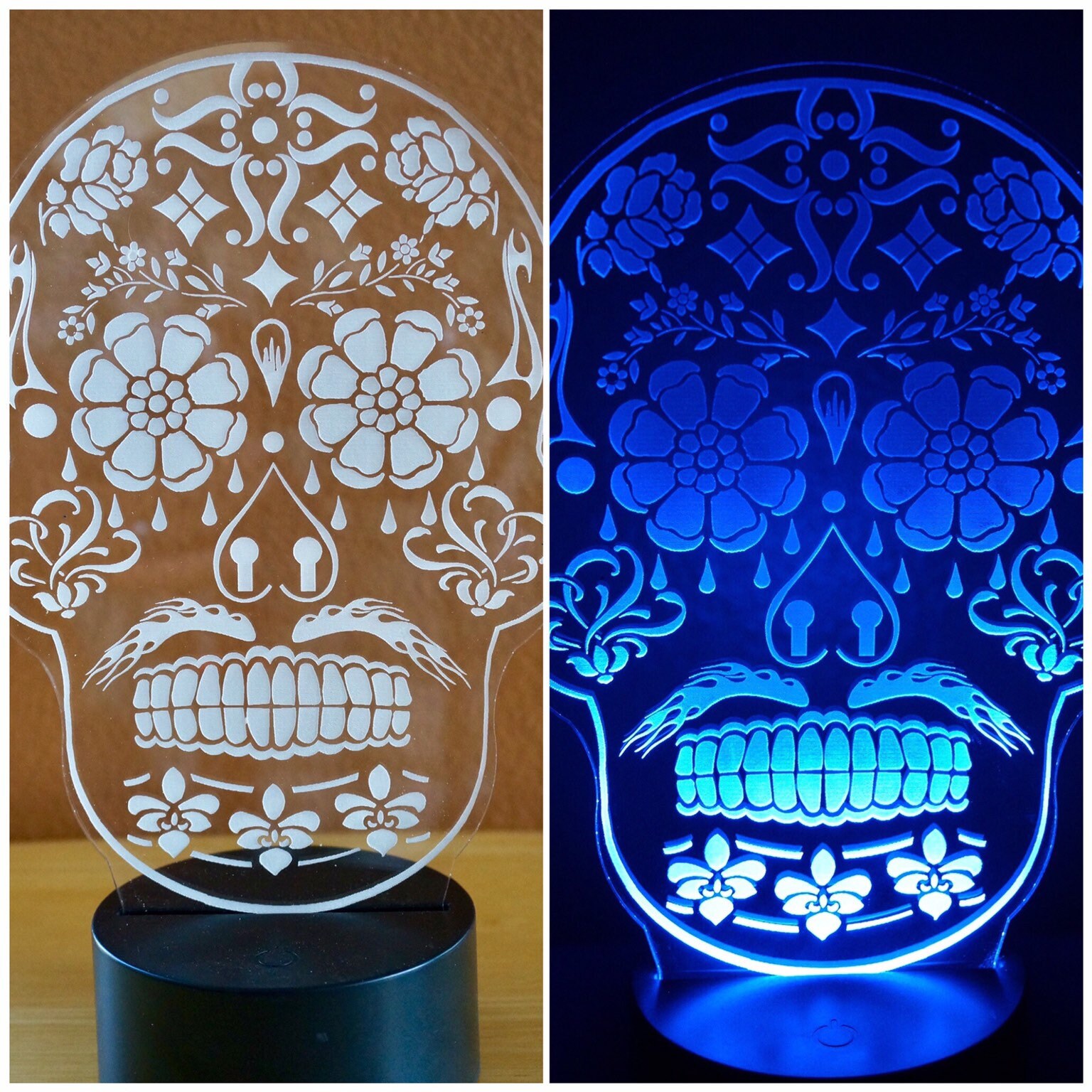 Sugar Skulls Acrylic LED Lights - Etsy