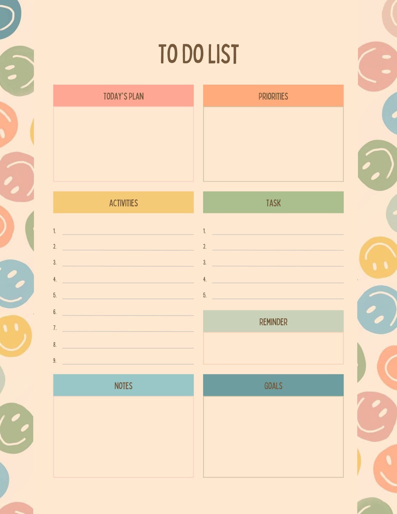 Smiley Face Planner Pack - Etsy