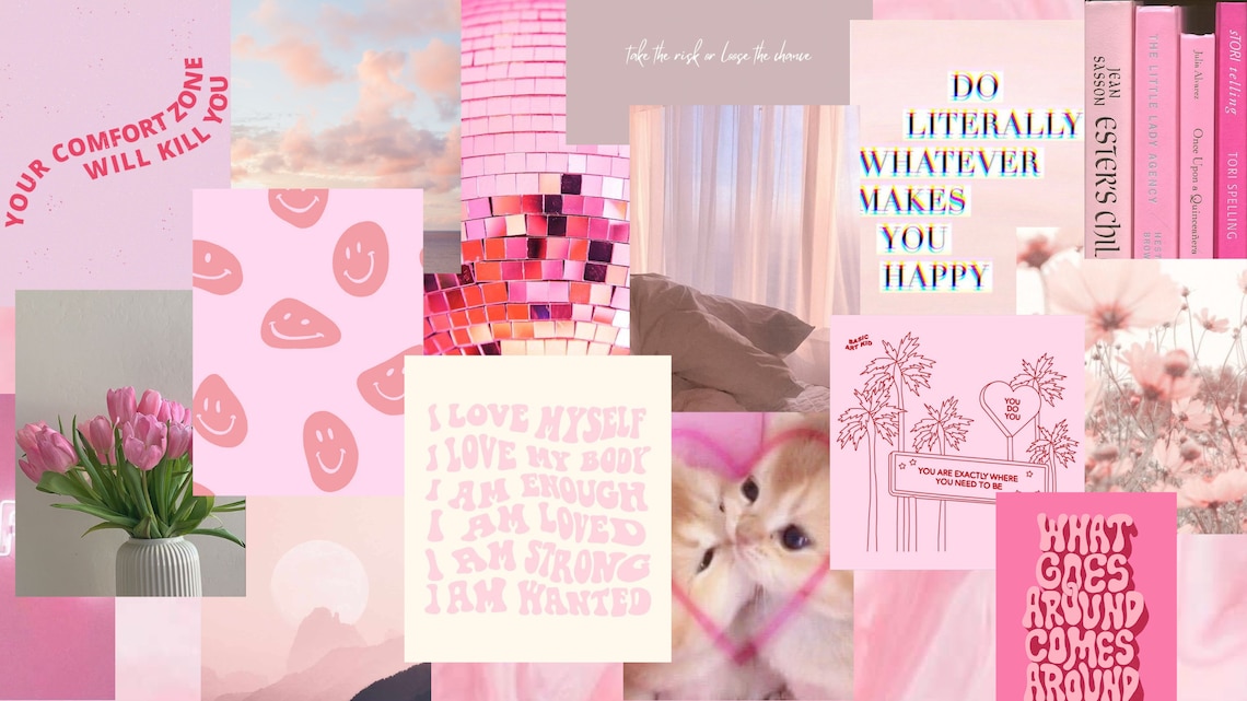 Aesthetic Pink Desktop Wallpaper - Etsy UK