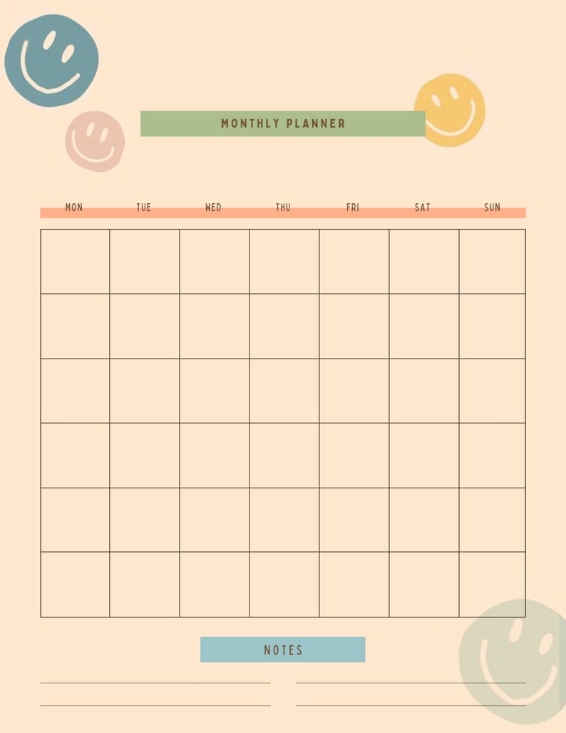 Smiley Face Planner Pack - Etsy