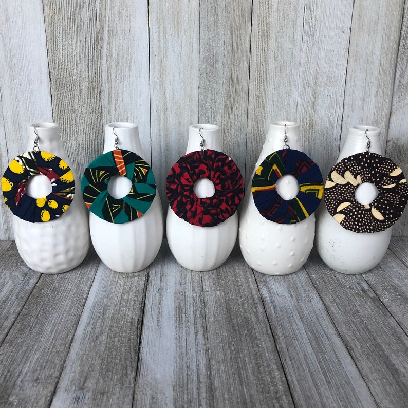 Ankara Fabric Dangle Earrings| Large Round Kitangala| African Tribal ...