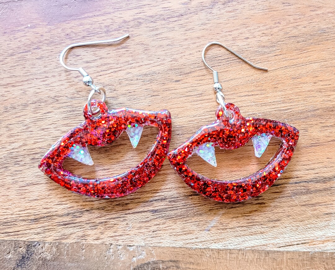 Vampire Fangs Earrings Vampire Teeth Red Vampire Earrings - Etsy