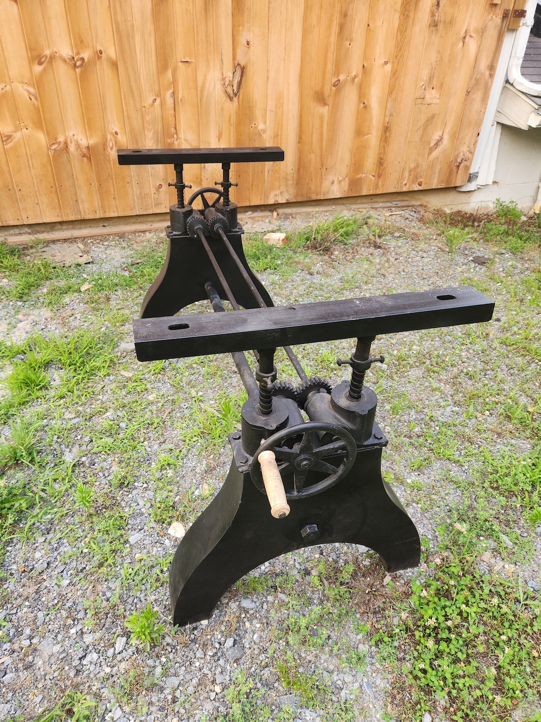 29"-41" Cast Iron Table Legs - Adjustable Crank Table Base: Industrial ...