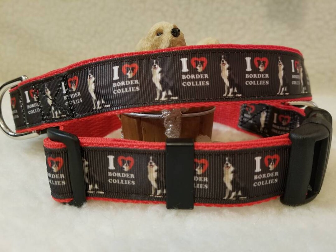 I Love Border Collies Handmade Dog Collar 1 Inch Wide Large & Medium - Etsy