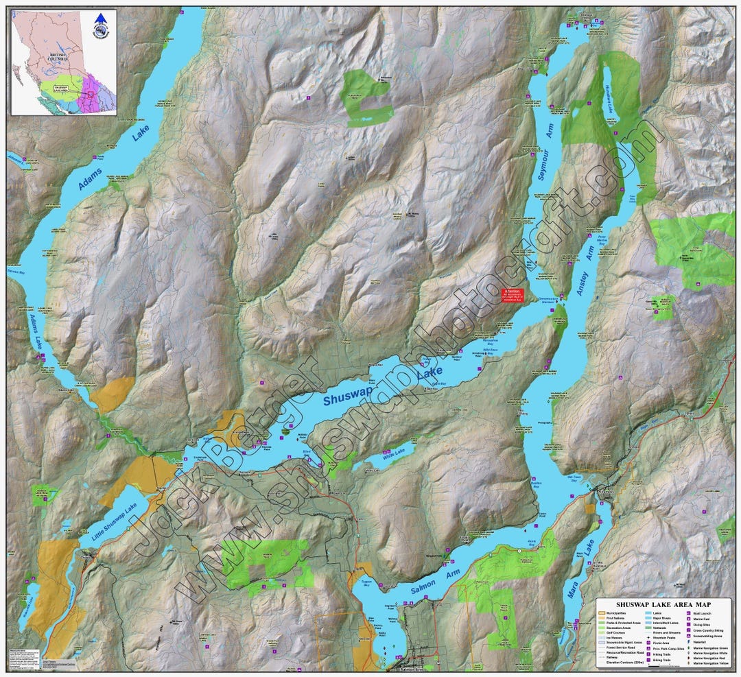 Map of the Shuswap - Etsy
