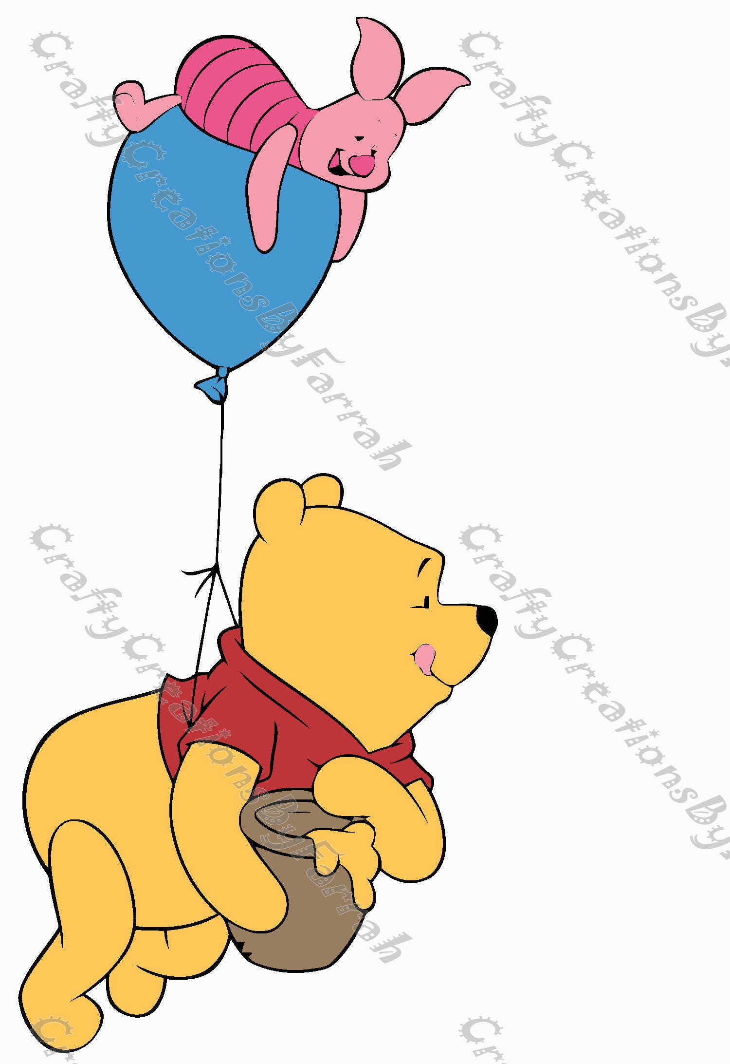 Winnie the Pooh and Piglet Floating on Balloon SVG PNG Digital File ...