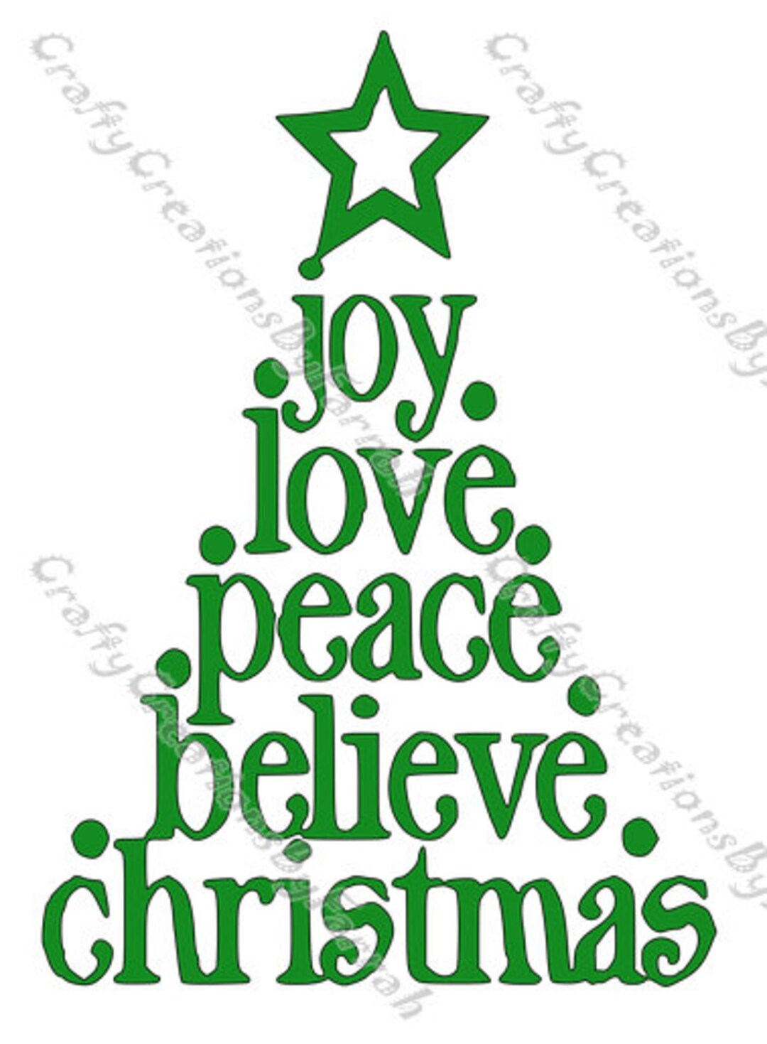 Joy Love Peace Believe Christmas Tree SVG PNG Digital File - Etsy