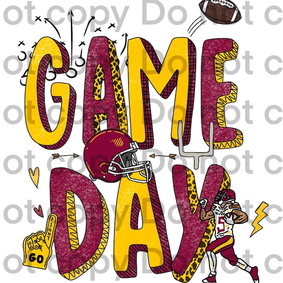 Game Day Football Maroon and Gold School Spirit Doodle Digital - Etsy