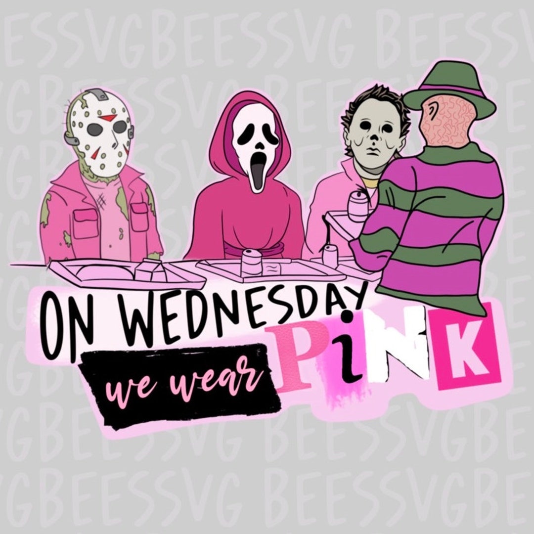 mean-girls-on-wednesday-we-wear-pink-halloween-freddy-jason-mike-scream