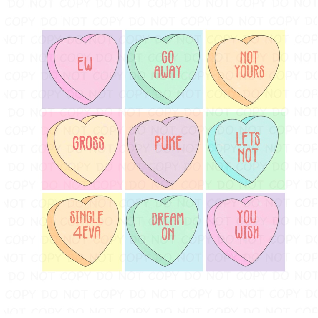 Retro Vintage Funny Mean Anti Love Anti Valentines Day Candy Hearts ...