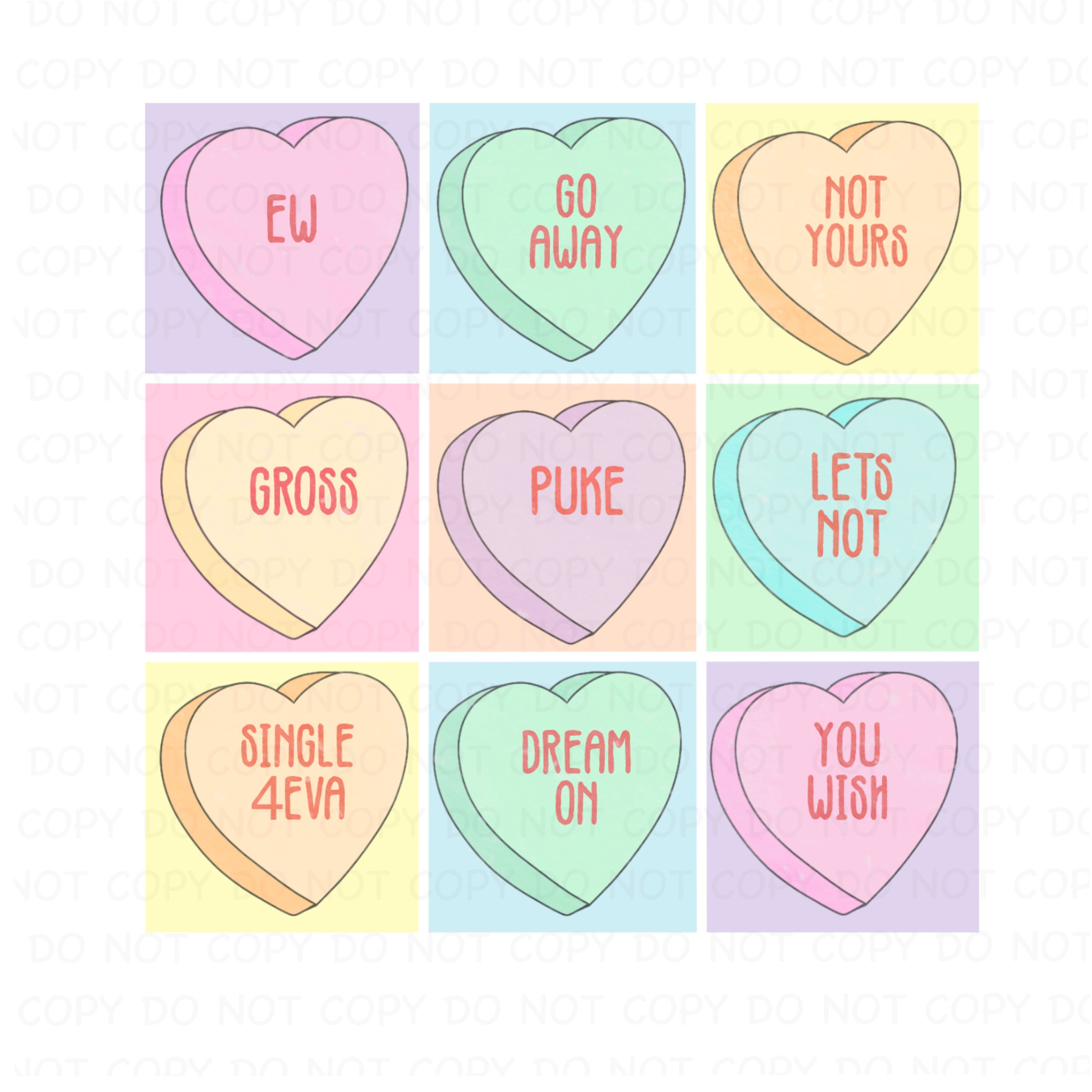Retro Vintage Funny Mean Anti Love Anti Valentines Day Candy Hearts ...