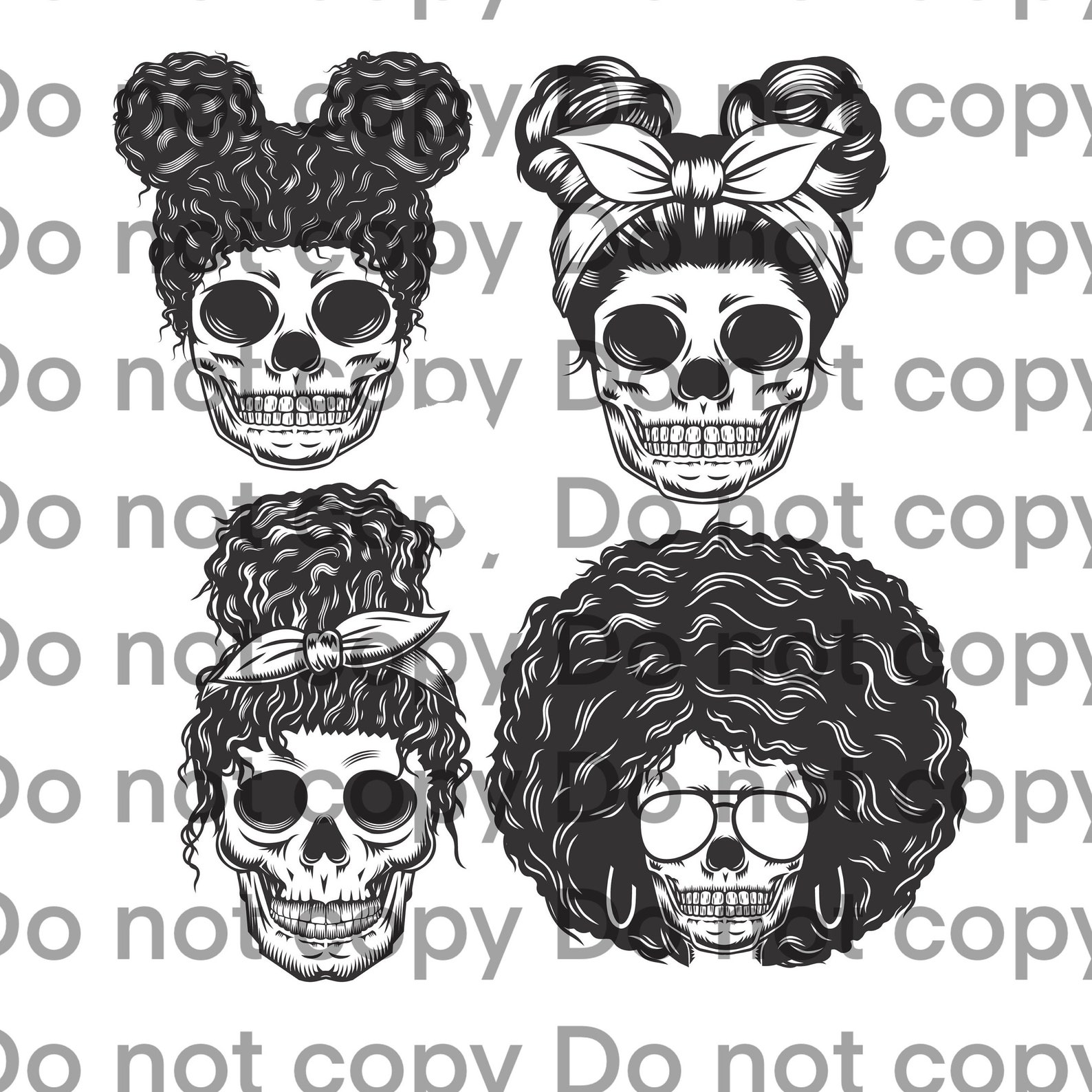Fillable Transparent Messy Bun Afro Space Bun Hair Skull - Etsy