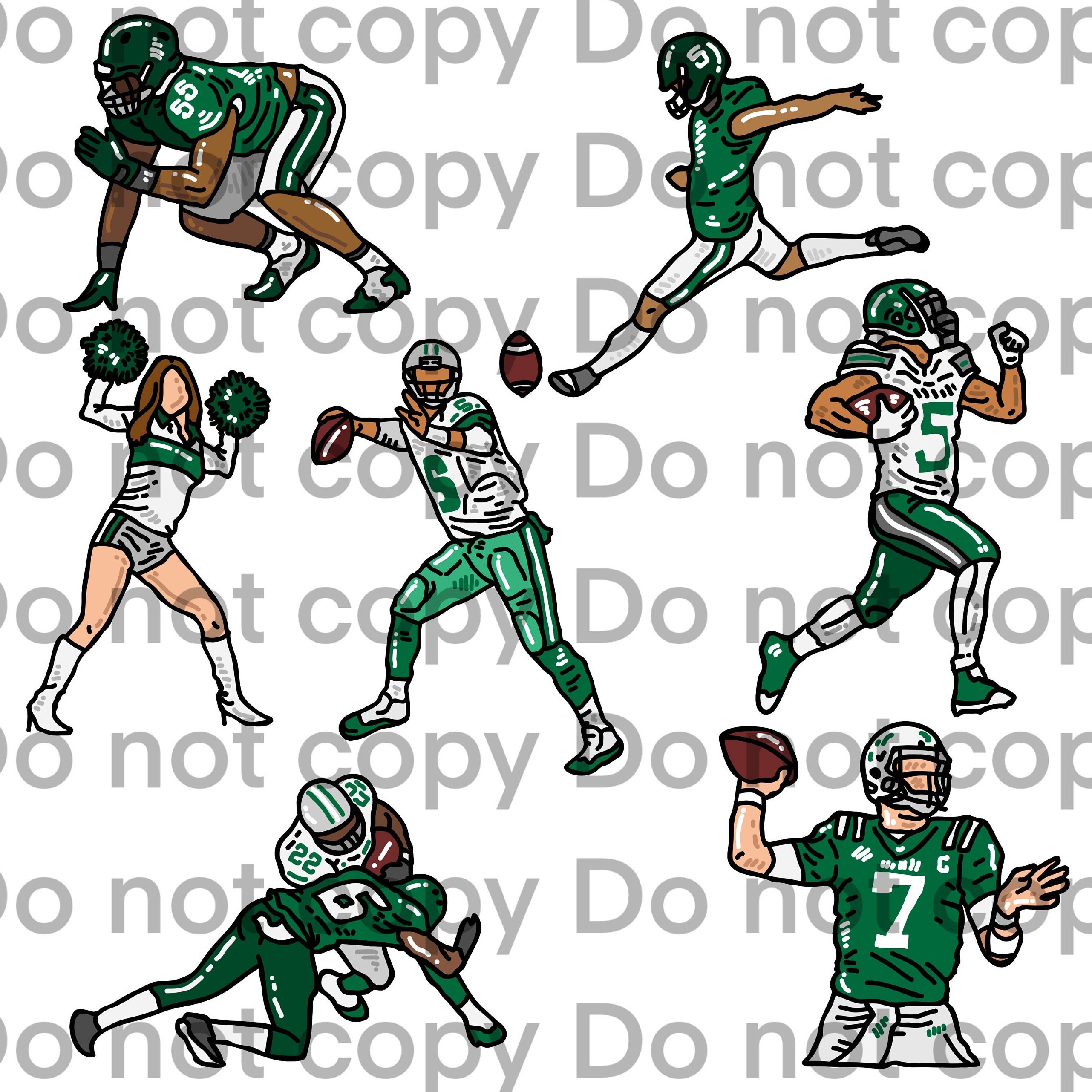 Football Player Uniform Cheerleader Green Clip Art PNG - Etsy