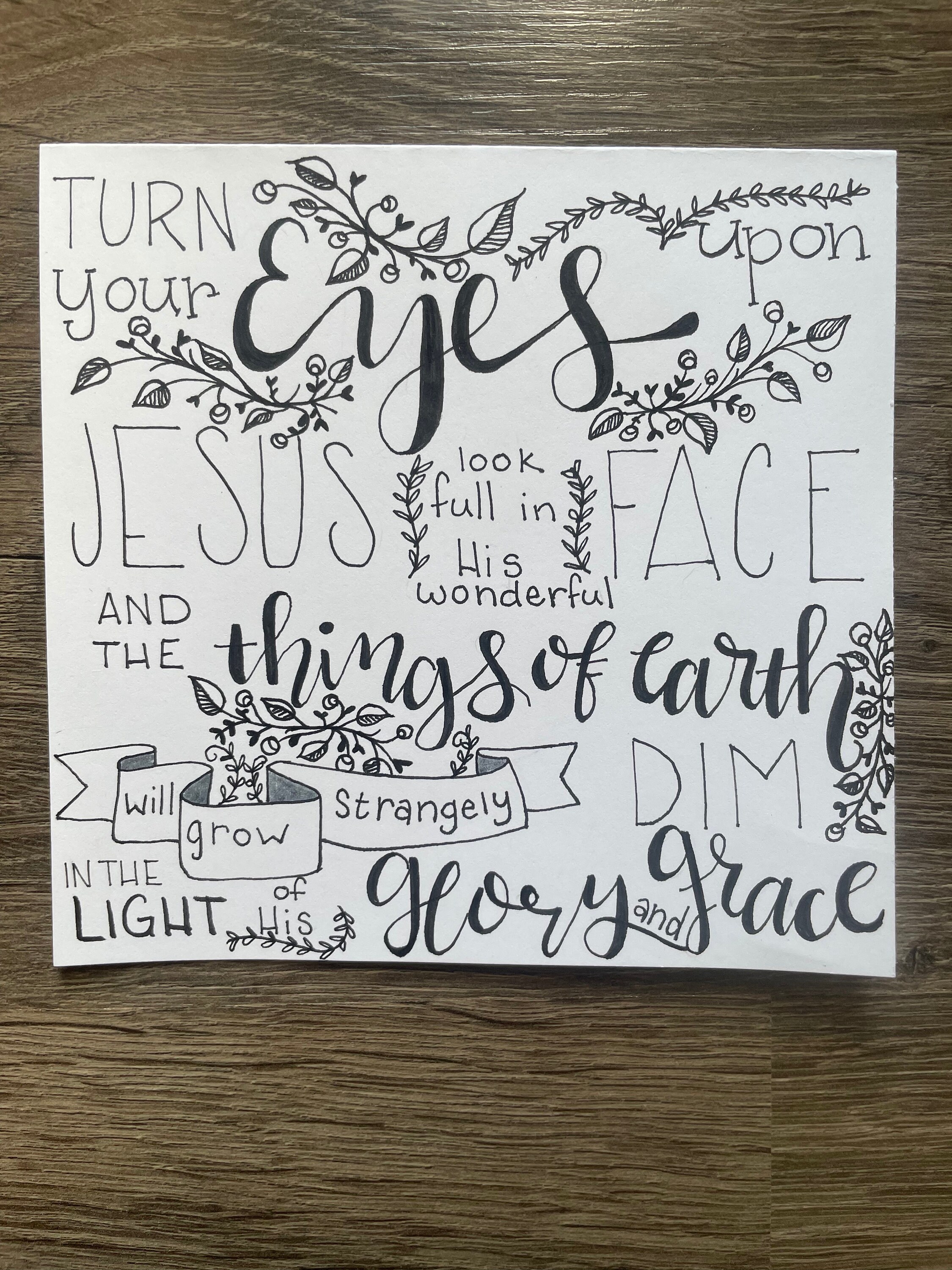 Hand Lettered Hymn - Calligraphy Art - Religious - Greeting Card ...