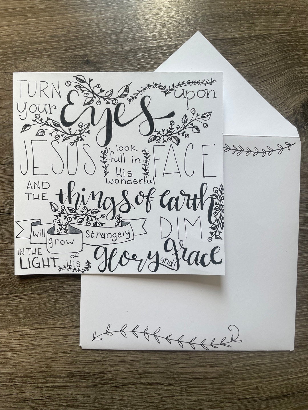 Hand Lettered Hymn - Calligraphy Art - Religious - Greeting Card ...