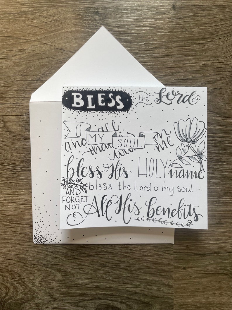 Hand Lettered Hymn - Calligraphy Art - Religious - Greeting Card ...