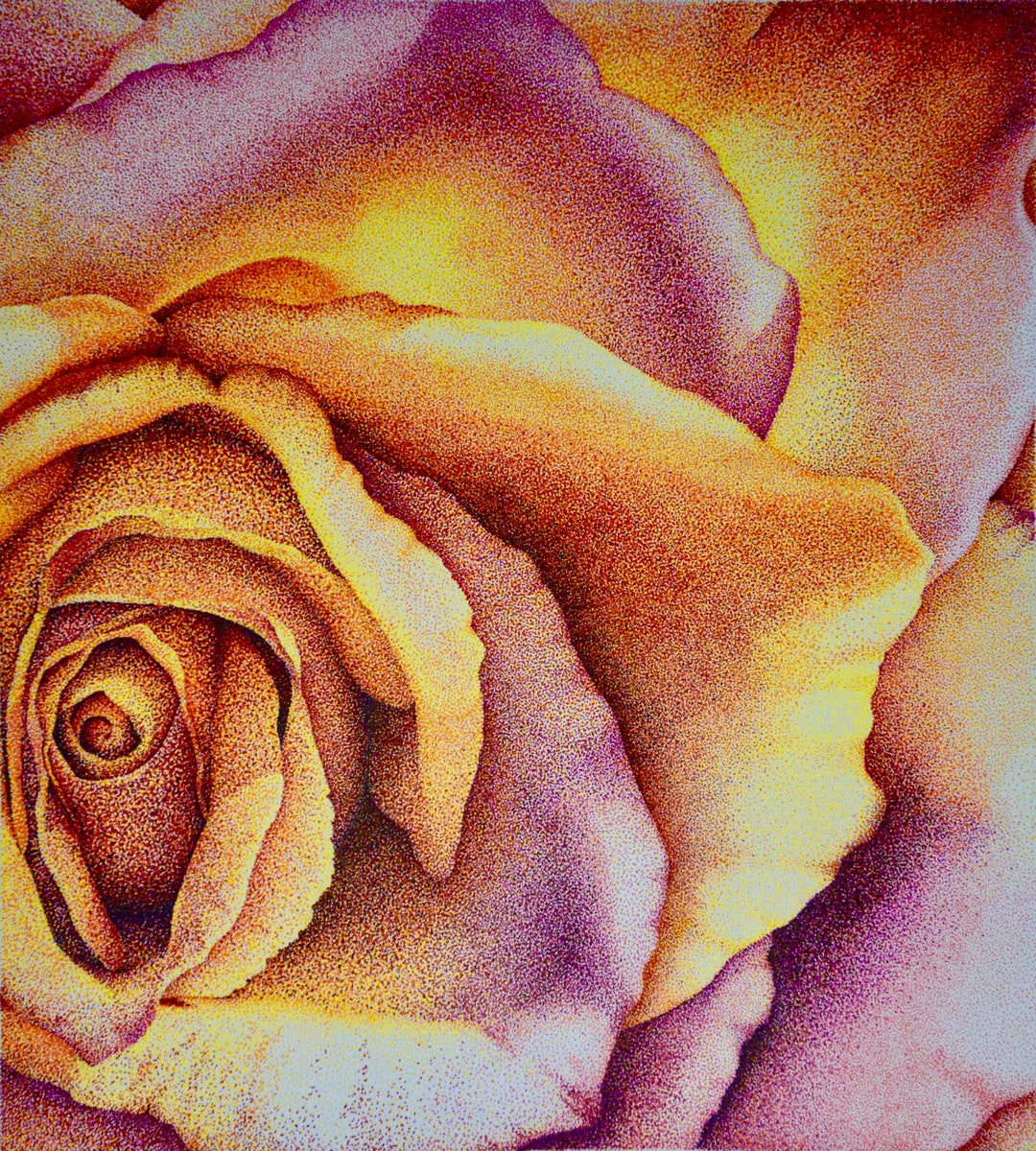 Wall Decor, Fine Art, Pointillism, Flower, Rose, Nature, Wall Art ...