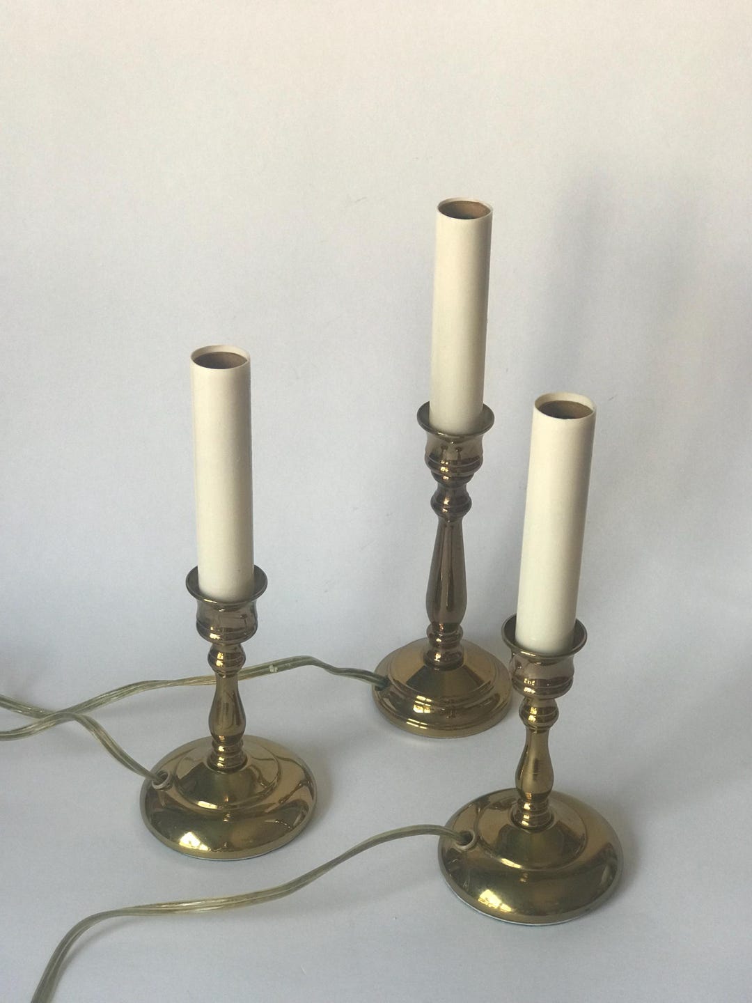Vintage Electric Brass Candle Lamp Base, Single Corded Candlestick ...