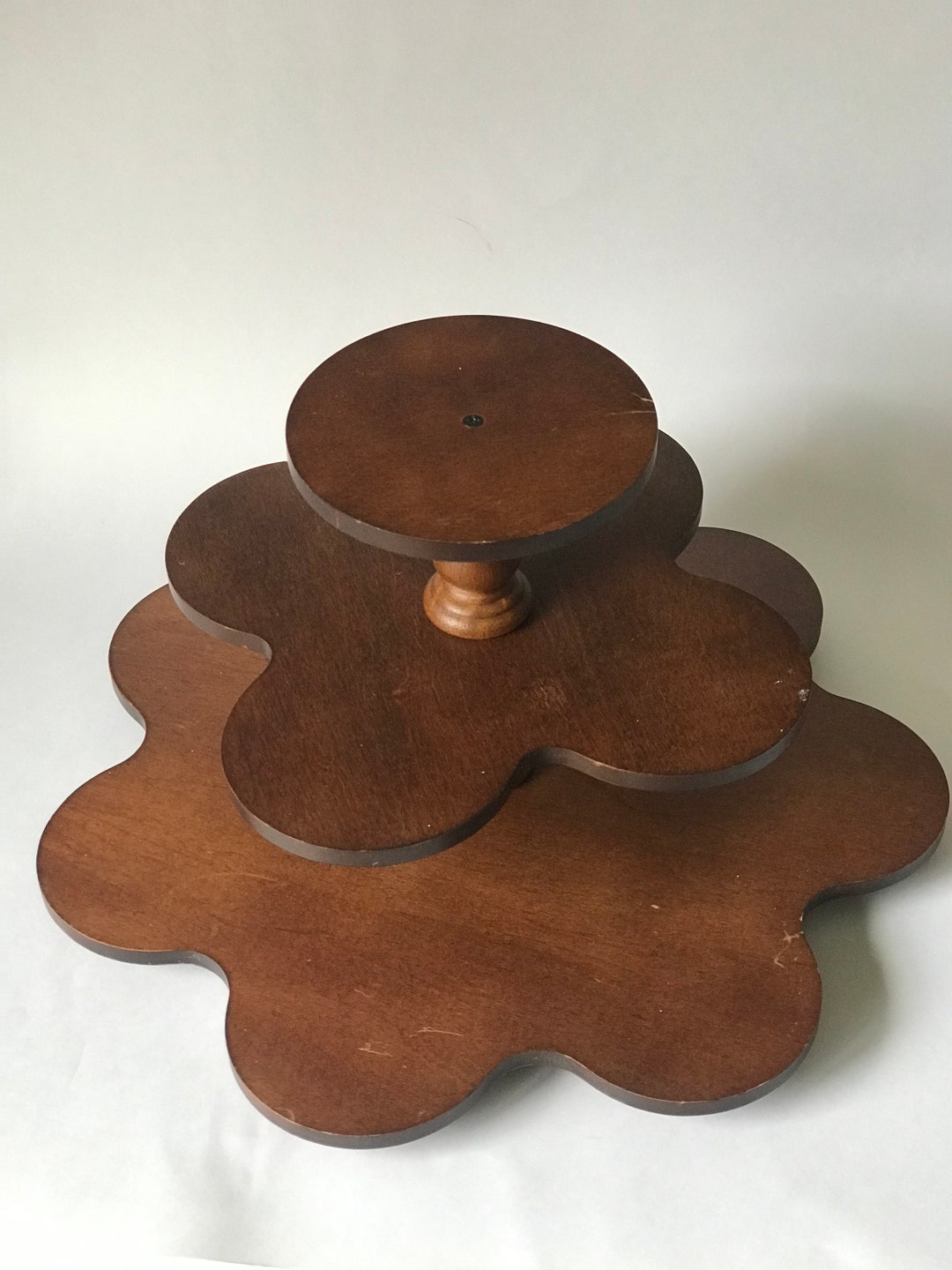 Vintage 3 Tier Wooden Display Rack, Flower Shaped Tiered Cupcake Stand ...