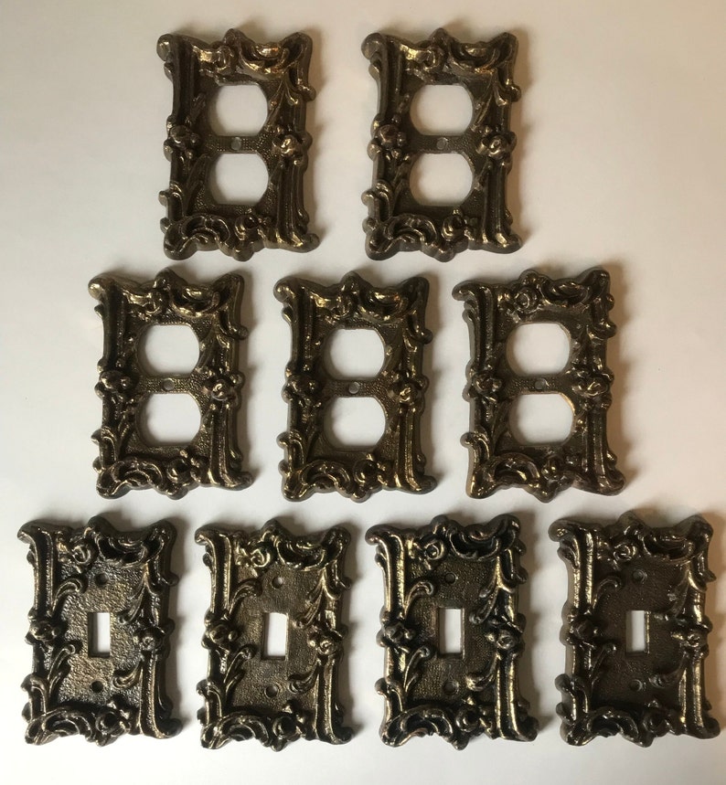 American Tack & Hardware Ornate Rose Scroll Metal Brass Switch Plate ...