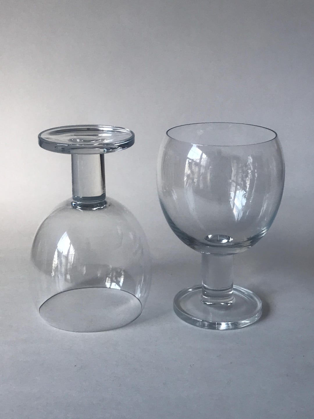 Pair of Crate & Barrel Viva Clear Thick Stem Wine Glasses, Water Goblet ...