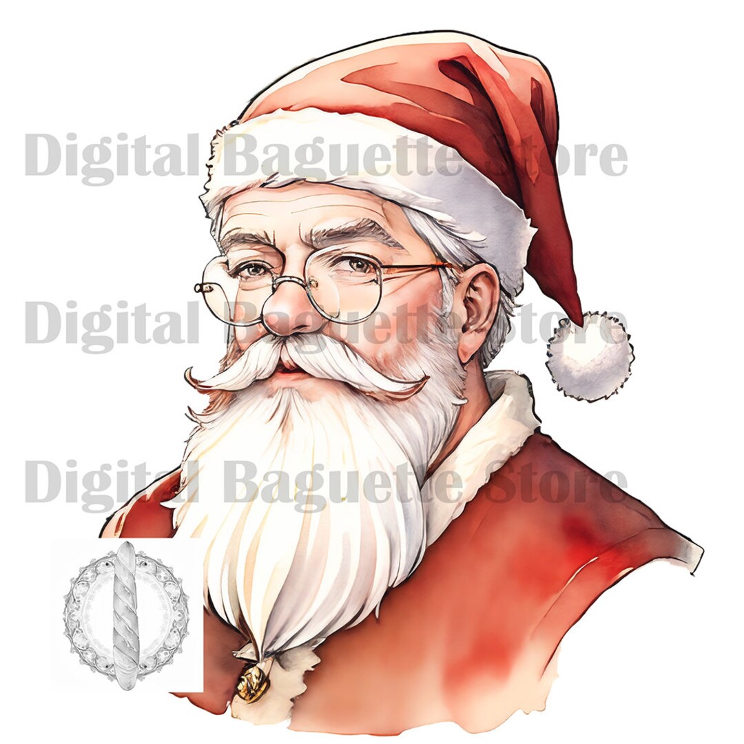 Santa High Quality 10 JPG-PNG Clip Art Watercolor, Wall Art, Commercial ...
