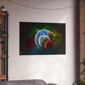 Space Scene, Matte Horizontal Posters, Space Art Prints four Elements ...