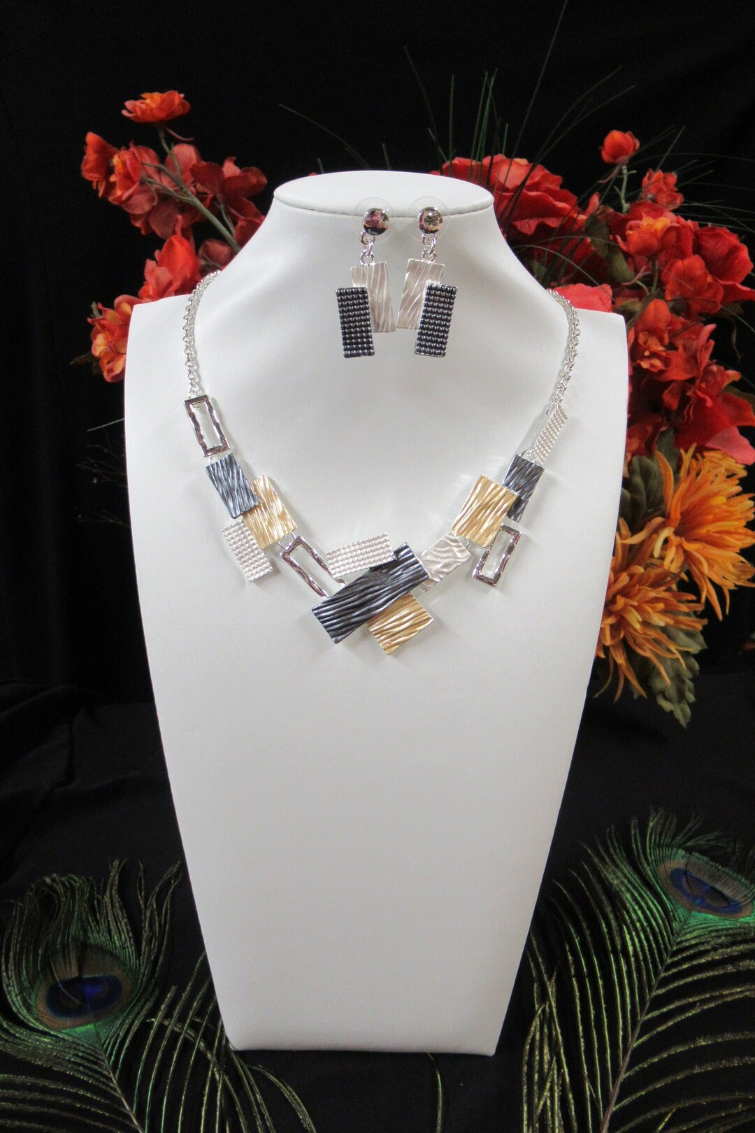 Boho Necklace Set, (11), Multicolor Statement Necklace, Statement Bib ...