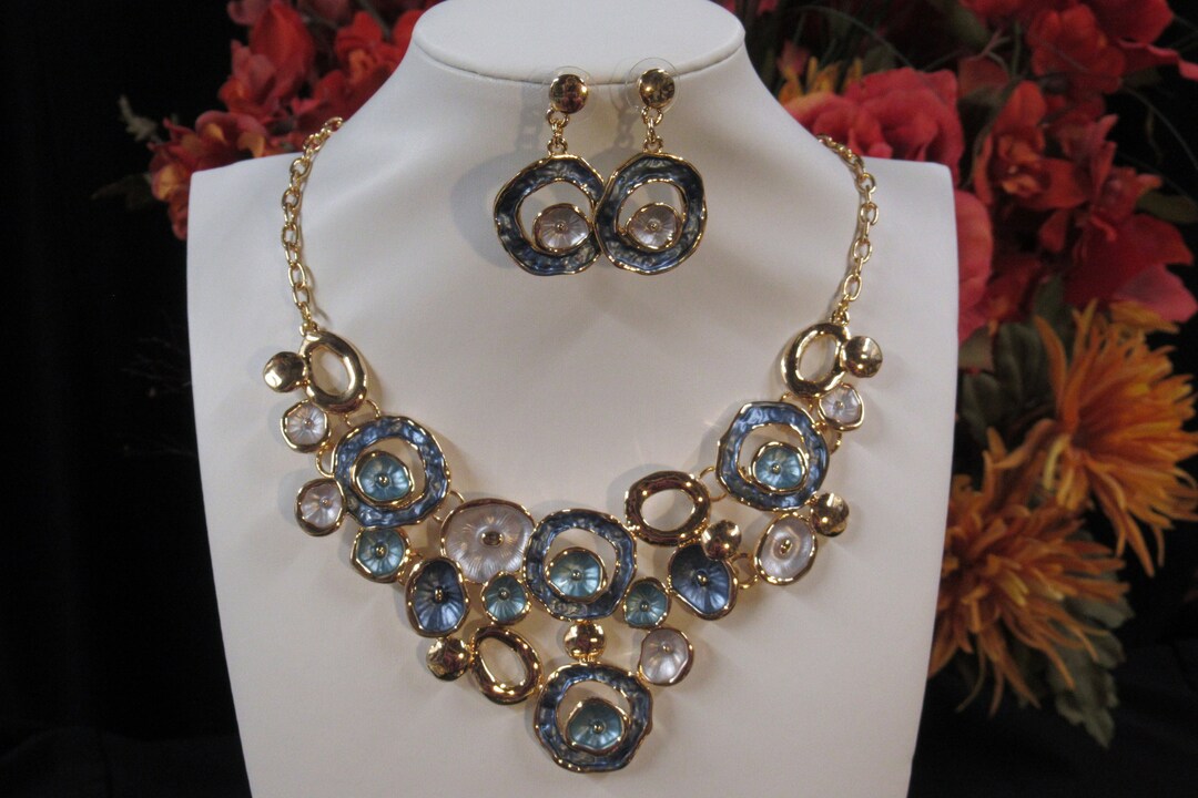 Boho Necklace Set, (19), Multicolor Statement Necklace, Statement Bib ...