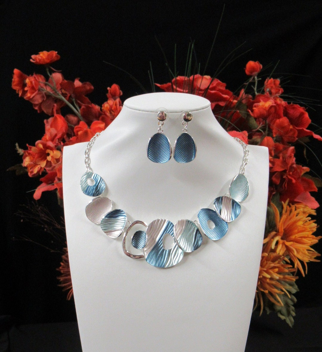 Boho Necklace Set, (7), Multicolor Statement Necklace, Statement Bib ...