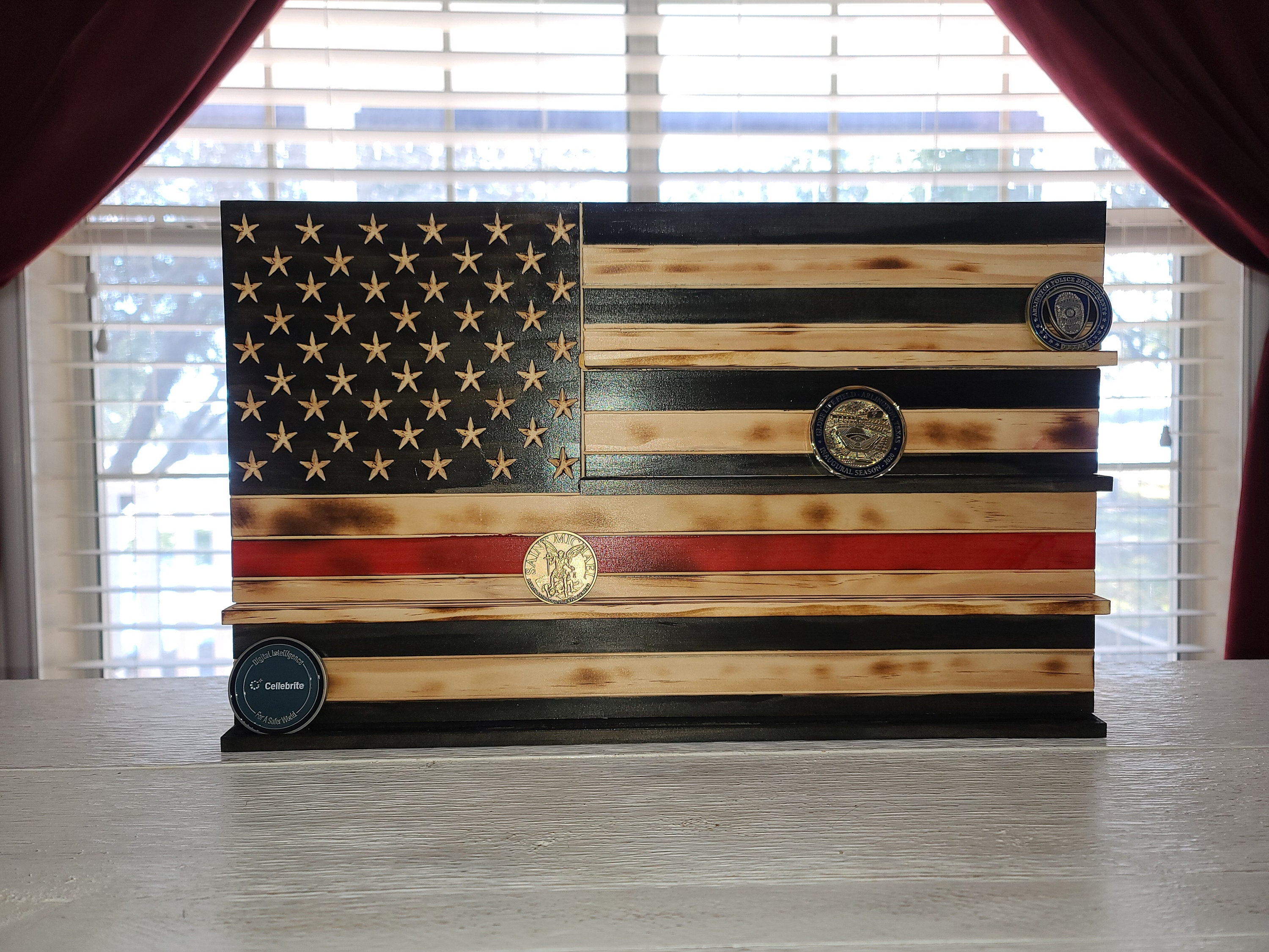 Thin Red Line/ Fire Fighter Challenge Coin Display | Etsy