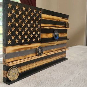 Thin Silver Line Challenge Coin/ Thin Grey Line Coin Display ...