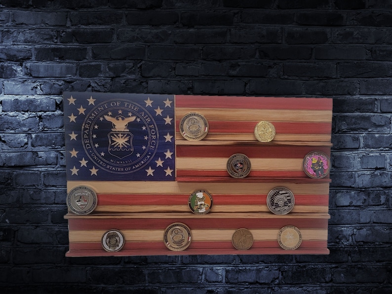 Air Force Challenge Coin Display/ American Flag Challenge Coin - Etsy