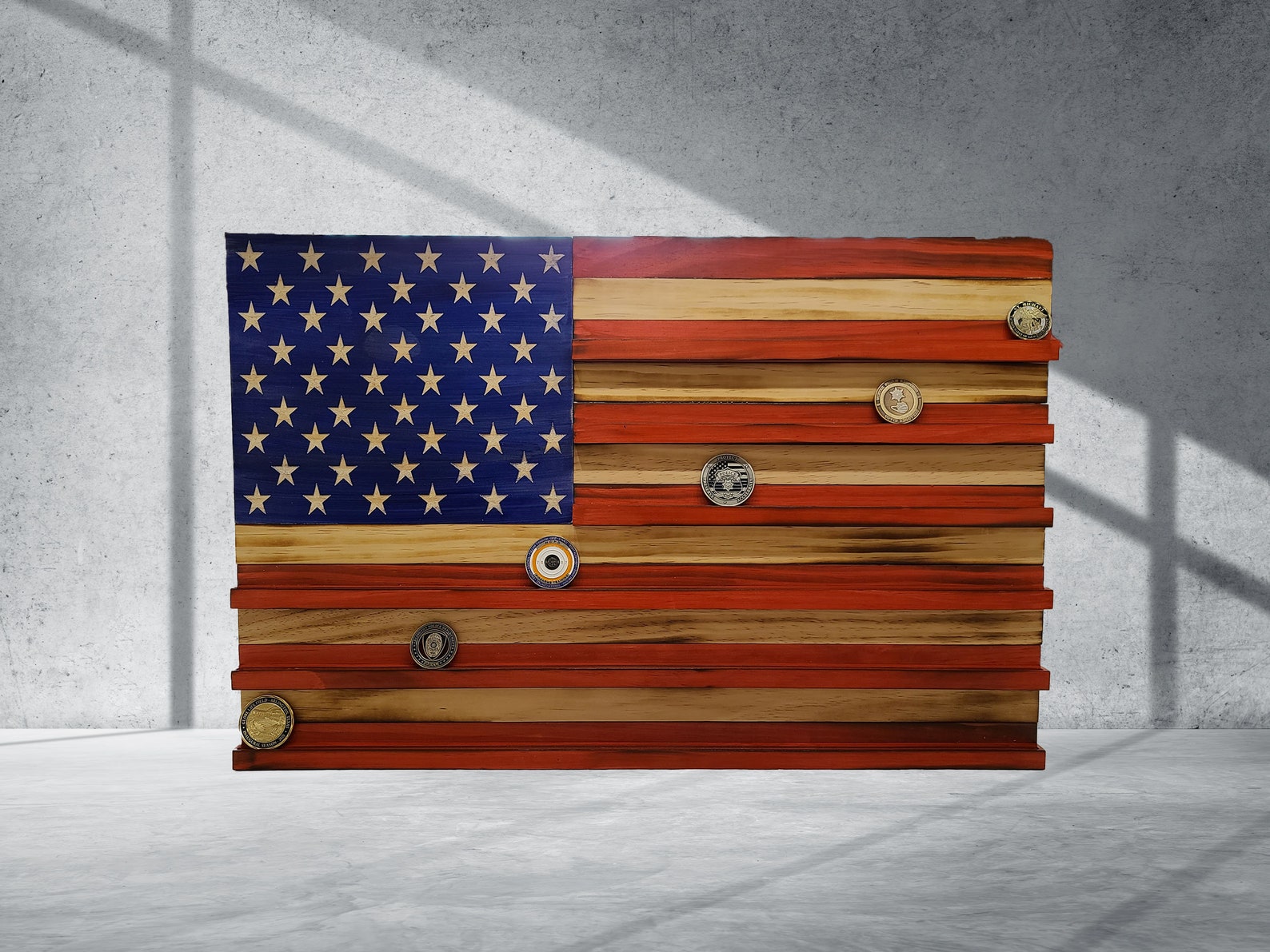 Distressed American Flag Coin Display: Challenge Coin Holder - Etsy