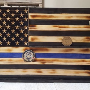 Thin Silver Line Challenge Coin/ Thin Grey Line Coin Display ...