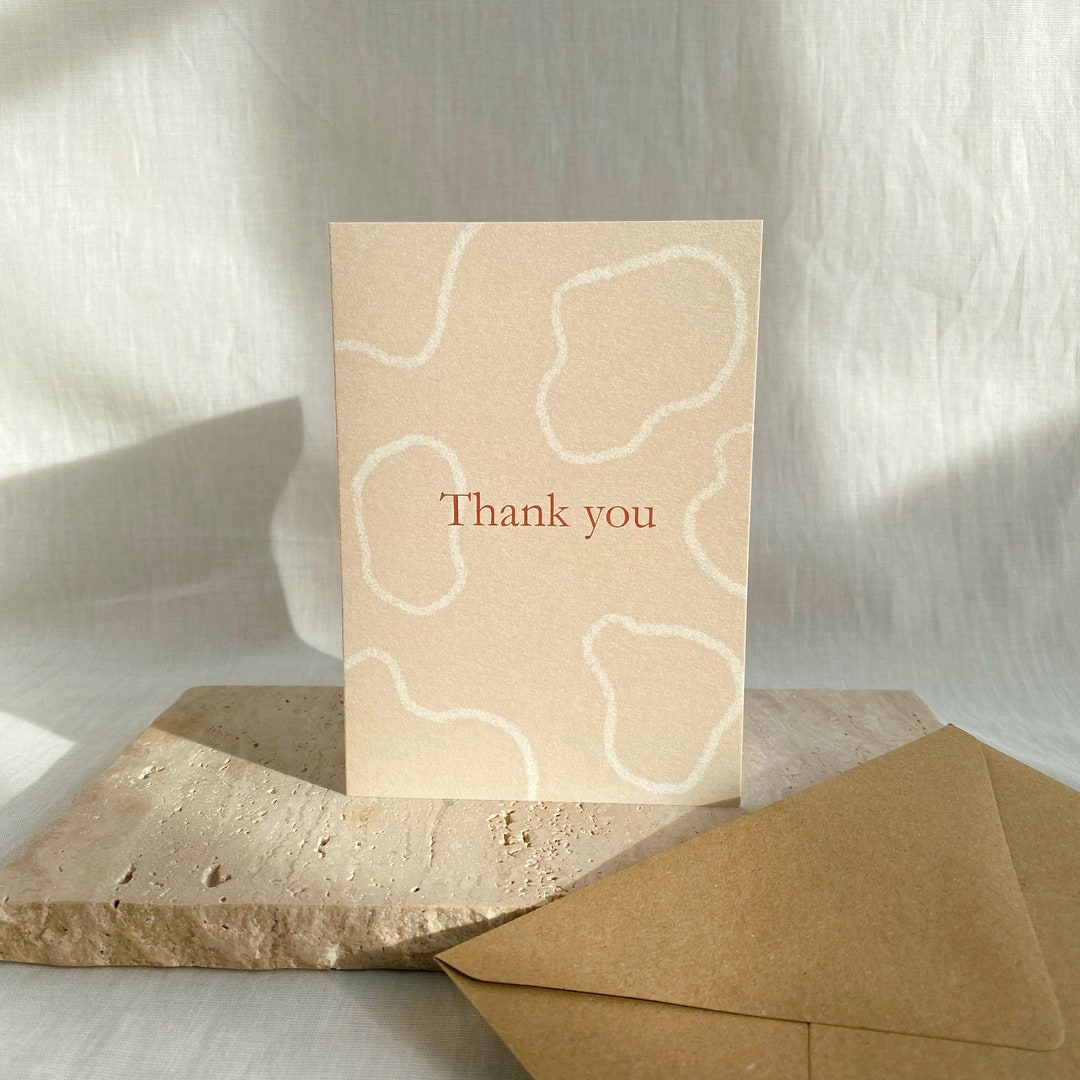Thank You Greetings Card Neutral & Minimal Design - Etsy