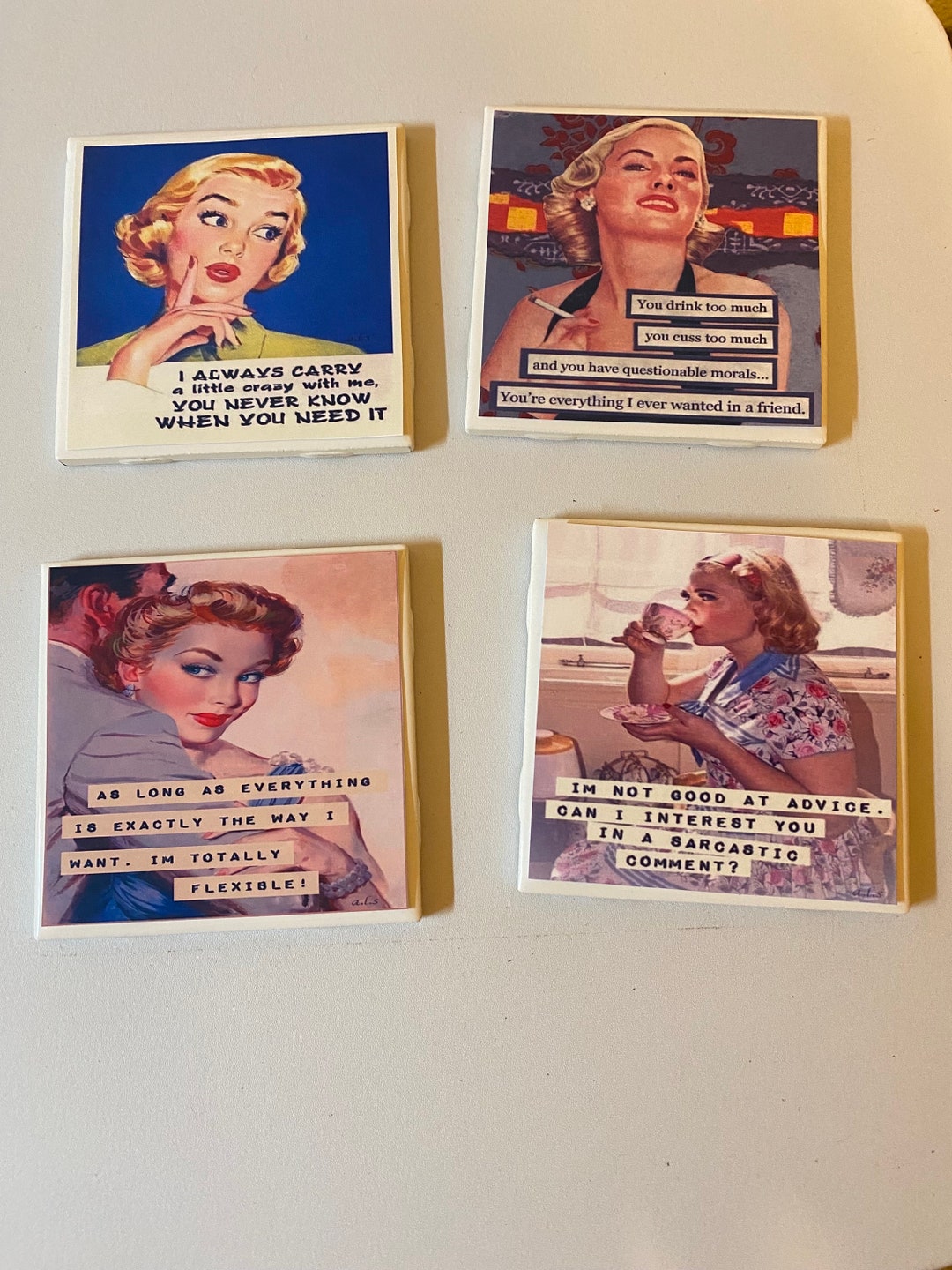 Funny Old Time Coasters, Drink Coasters, Funny Women, Gift, - Etsy