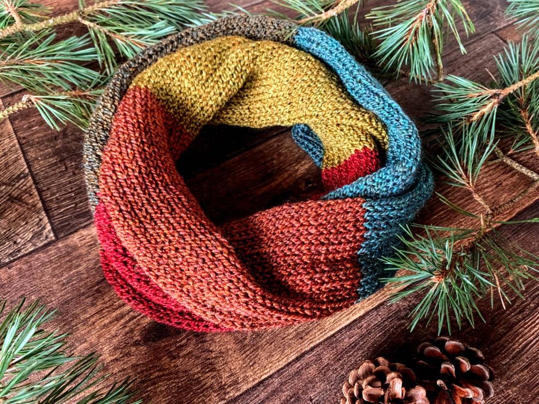 Knitted Infinity Scarf: Vegan Neck Warmer, Autumn Tweed Scarf - Etsy