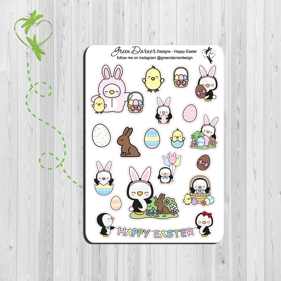 Pearl the Penguin Happy Easter Deco by Green Darner Designs - Etsy