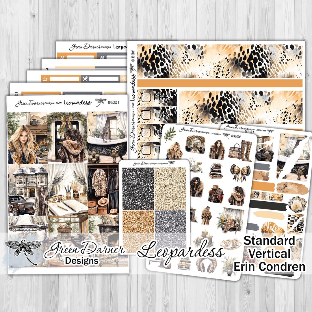 Standard Vertical, LEOPARDESS, Planner Sticker Kit, Erin Condren ...
