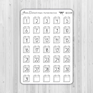 Flip Note Date Calendar Planner Stickers Date Covers Numbers - Etsy