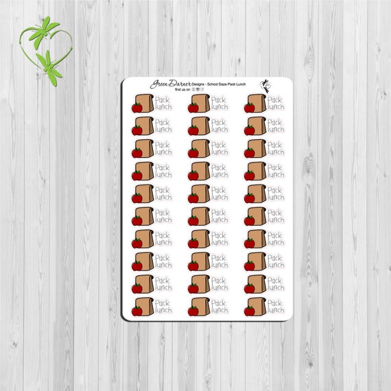 Pack Lunch School Daze Calendar Add on Happy Planner Erin | Etsy