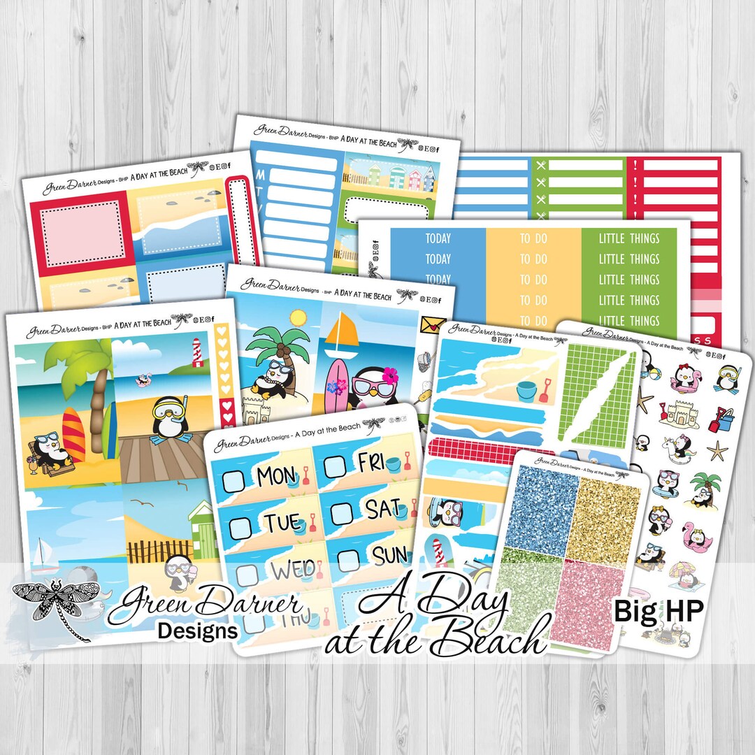 Big Happy Planner A DAY at the BEACH, Weekly Planner Sticker Kit ...